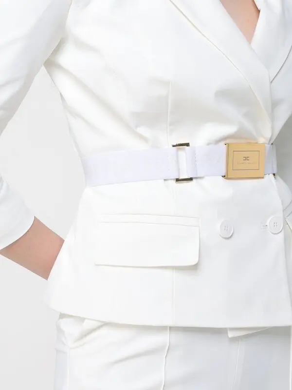 Elisabetta Franchi Double-breasted Blazer With Belt - Ivory
