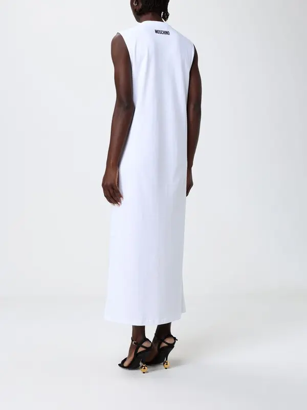 Moschino Sleeveless Crewneck Midi Dress With Graphic Print
