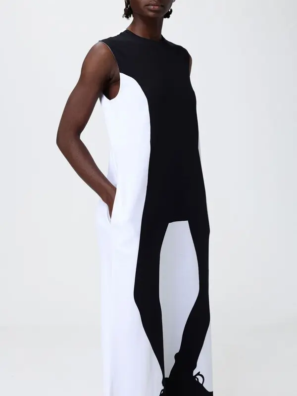 Moschino Sleeveless Crewneck Midi Dress With Graphic Print