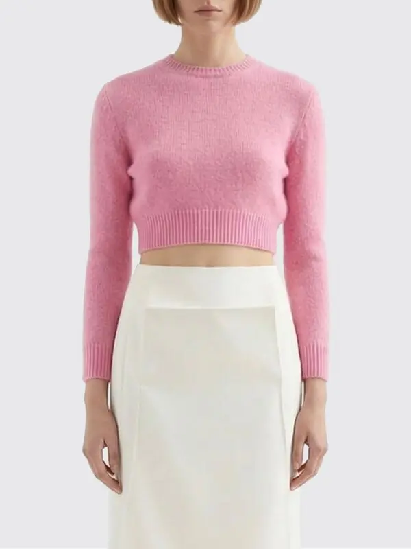 JIL SANDER Virgin Wool Cropped Sweater - Pink