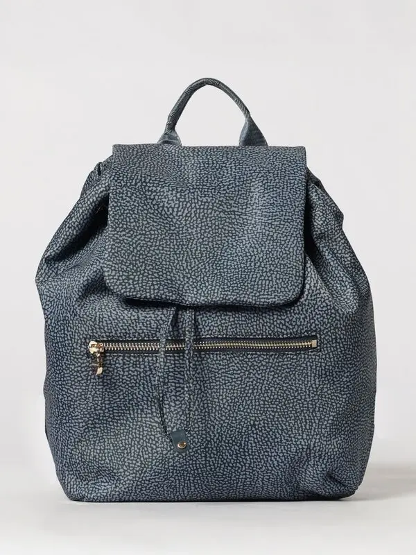 Borbonese Eco Line Backpack With Drawstring And Flap Closure