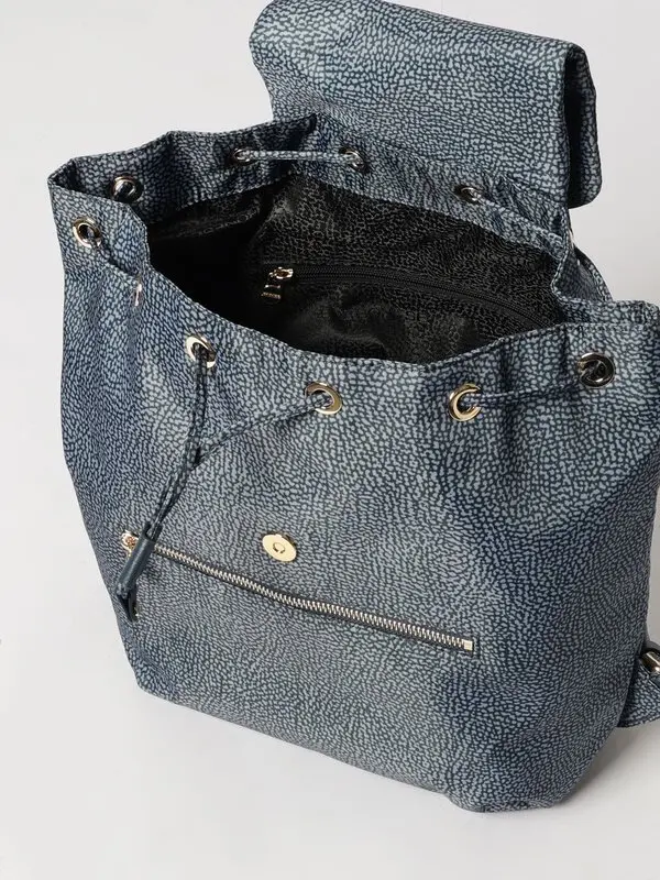 Borbonese Eco Line Backpack With Drawstring And Flap Closure