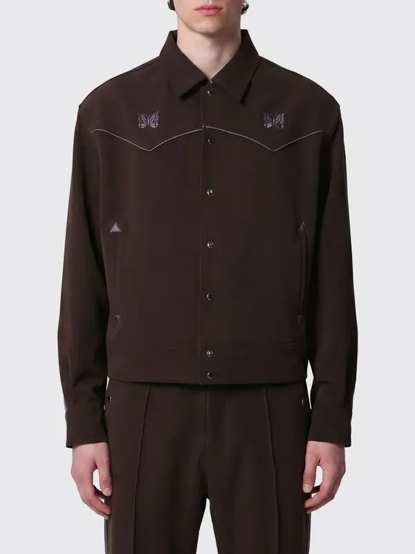 Needles Piping Cowboy Western Overshirt With Butterfly Print - Brown
