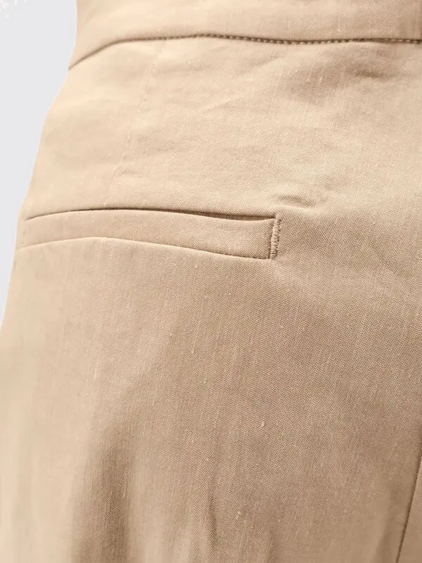 Pinko Linen Blend Palazzo Trousers - Beige