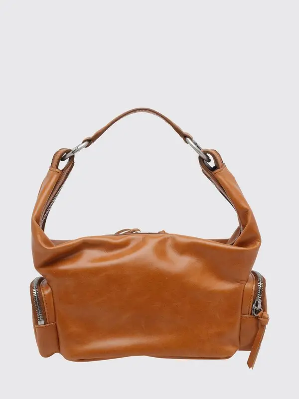 MARGESHERWOOD Smooth Calfskin Leather Hobo Bag With Double Zip Closure