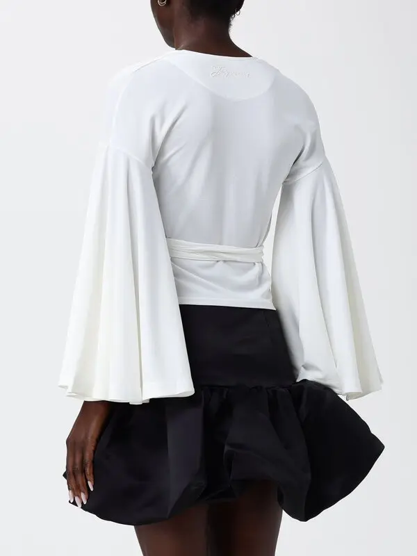 Jacquemus Jersey Wrap Blouse With V-neck And Long Sleeves - White