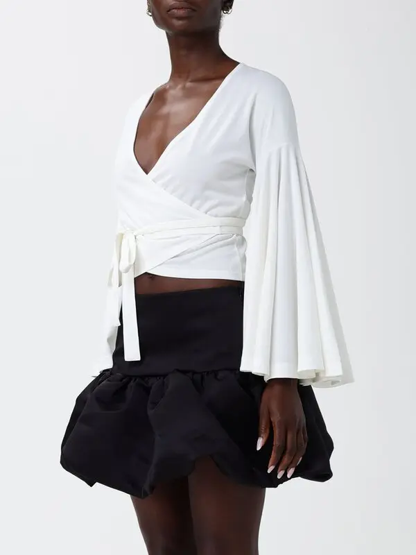 Jacquemus Jersey Wrap Blouse With V-neck And Long Sleeves - White