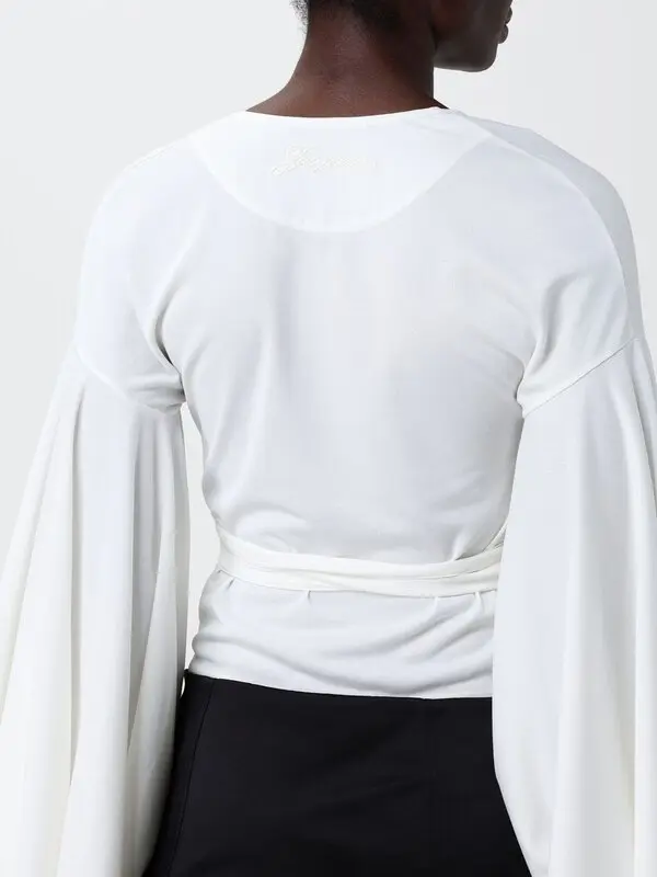 Jacquemus Jersey Wrap Blouse With V-neck And Long Sleeves - White