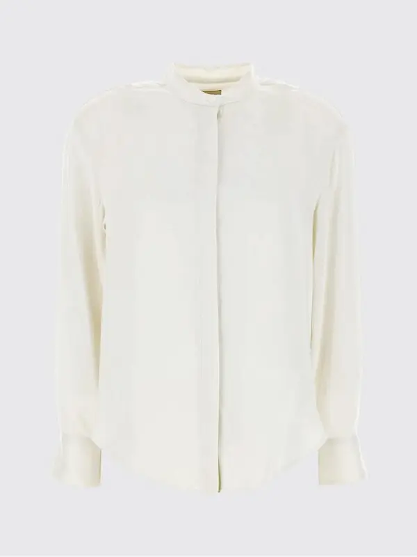 Calvin Klein Mandarin Collar Satin Shirt - Coffee