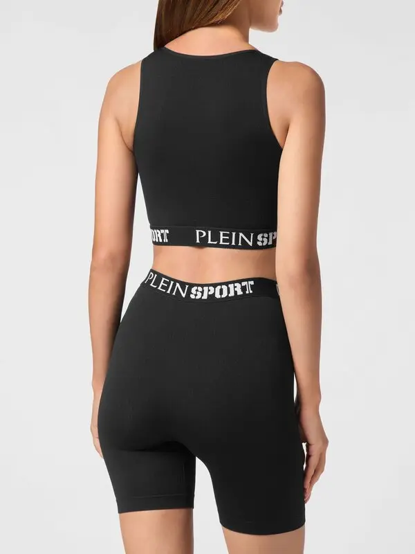 PLEIN SPORT Seamless Technical Stretch Crop Top - Black
