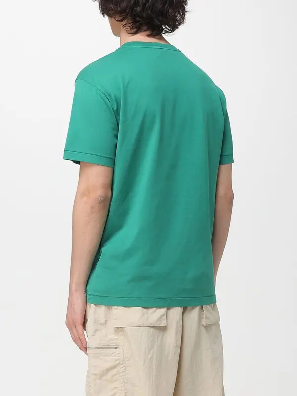 Stone Island Cotton T-shirt With Compass Logo Patch On The Chest - Grass Green
