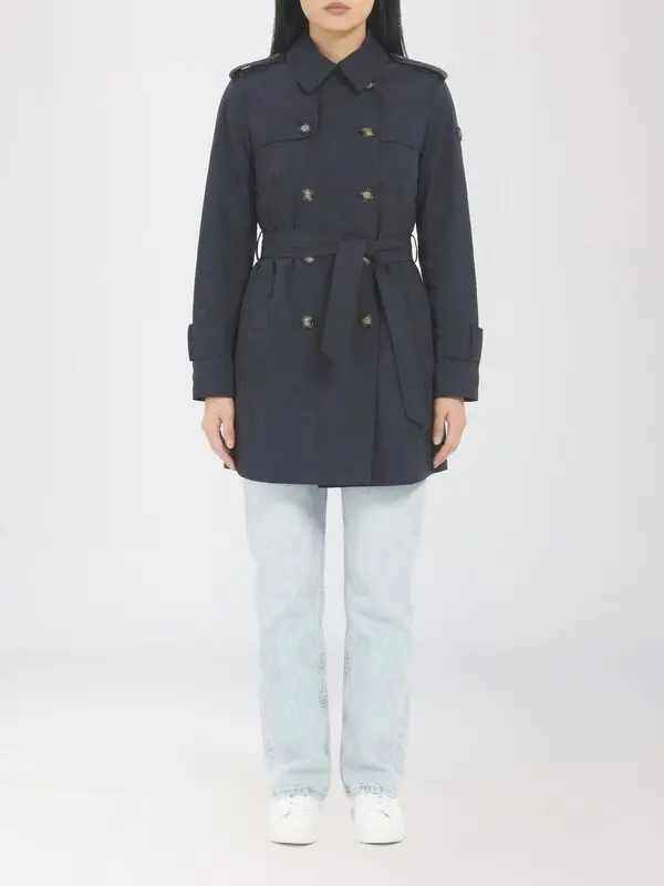 Peuterey Polyester Double Breasted Trench Coat - Blue