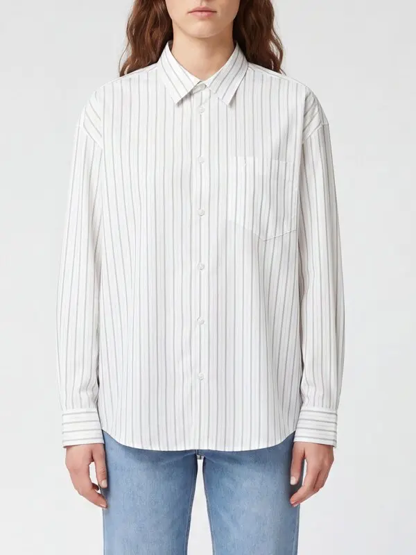 AMI Paris Striped Cotton Relaxed Fit Shirt With Dropped Shoulders