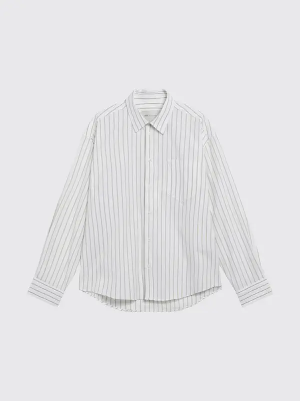 AMI Paris Striped Cotton Relaxed Fit Shirt With Dropped Shoulders