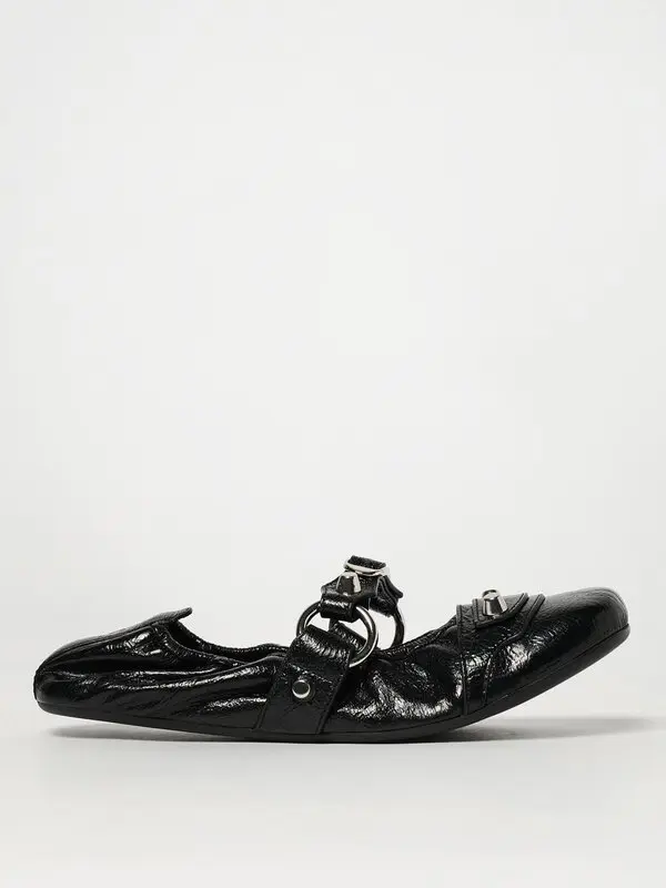 Balenciaga Lambskin Studded Ballet Flats - Black