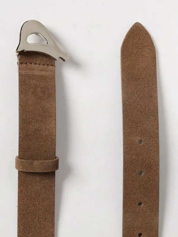DONDUP Suede Leather Belt With Monogram Buckle