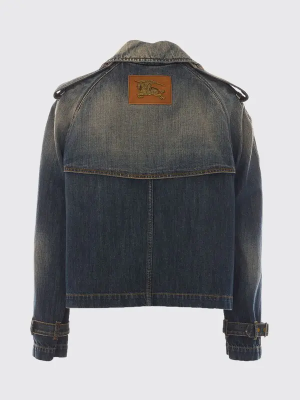 Burberry Double-breasted Denim Trench Coat - Blue