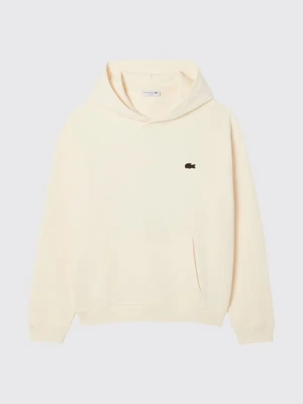 Lacoste Printed Cotton Hooded Sweatshirt - Beige