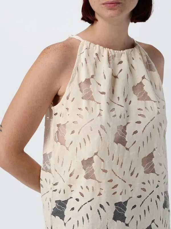 Emporio Armani Cotton And Polyamide Tulle Tropical Floral Top