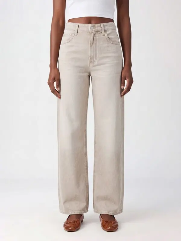 Paige Arellia High-waisted Wide Leg Jeans In Recycled Cotton Denim - Nude