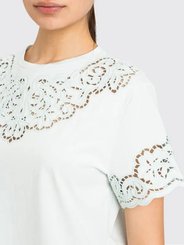 TWINSET Embroidered Cotton T-shirt - Gnawed Blue