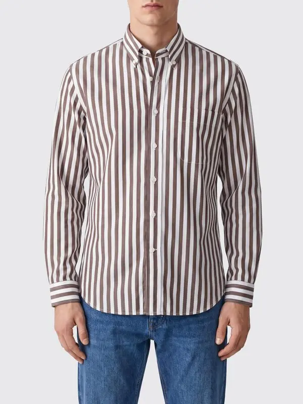 SEBAGO Striped Cotton Slim Fit Shirt With Button-down Collar