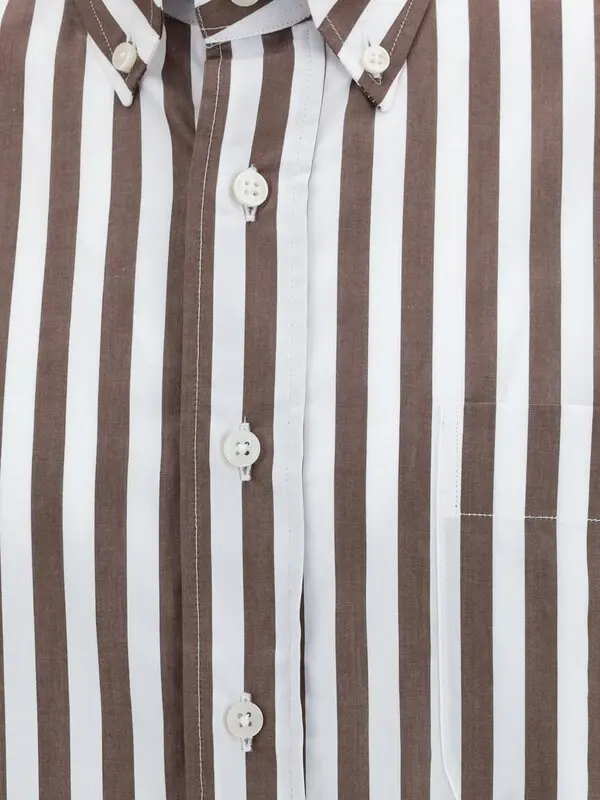 SEBAGO Striped Cotton Slim Fit Shirt With Button-down Collar