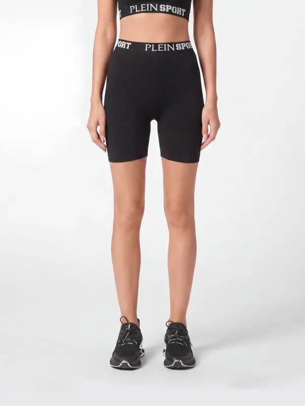 PLEIN SPORT Technical Stretch Fabric Shorts - Black