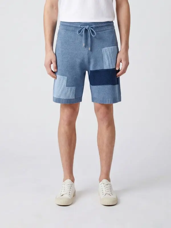 LANEUS Cotton Knit Knee-length Shorts With Drawstring Waist