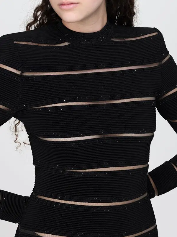 Balmain Rhinestone Embellished Viscose Blend Mini Dress - Black