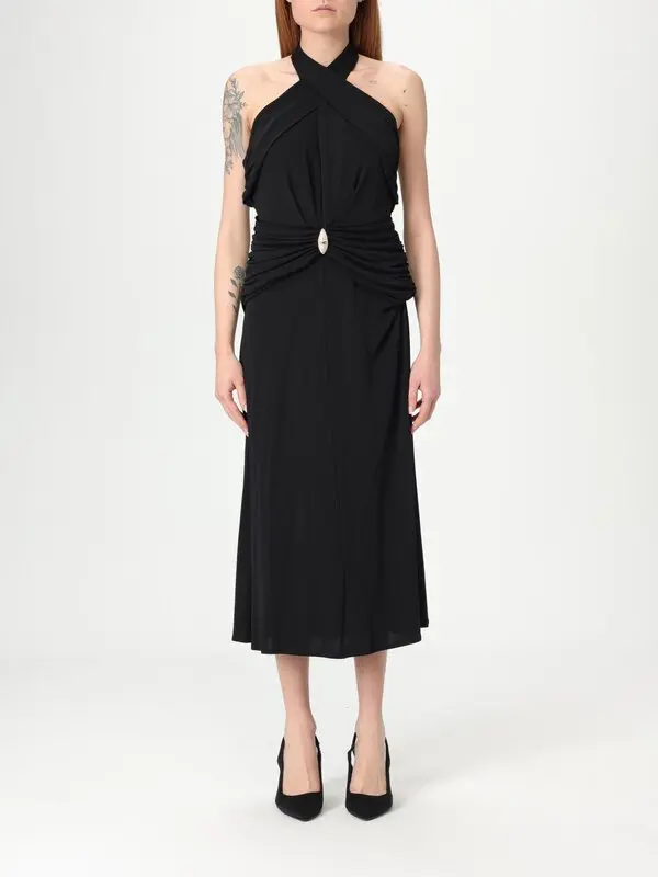 Elisabetta Franchi Halterneck Gathered Midi Dress