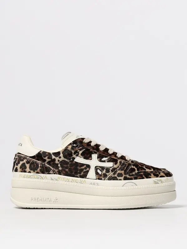 Premiata Leopard Print Lace-up Sneakers - Multicolor
