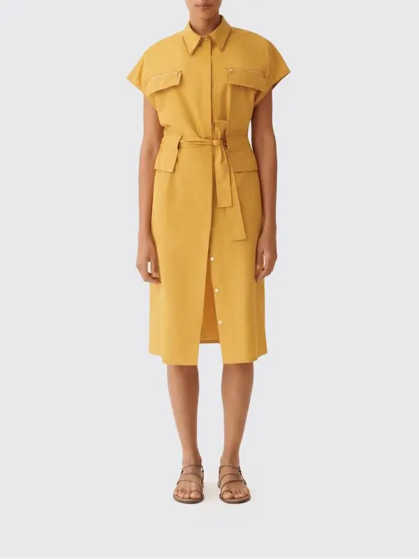 Fabiana Filippi Cotton Poplin Midi Dress - Mustard