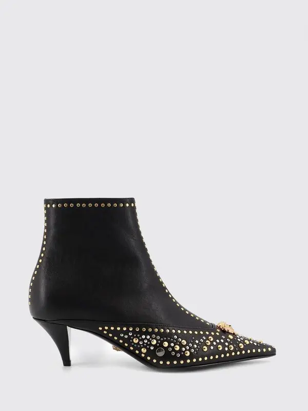 Versace Studded Ankle Boots With Medusa Detail