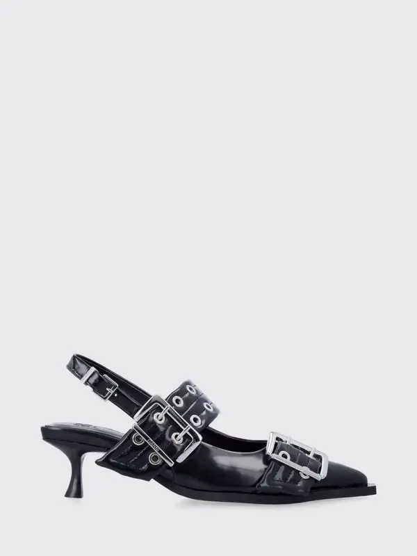 GANNI Leather Blend Slingback Pumps - Black