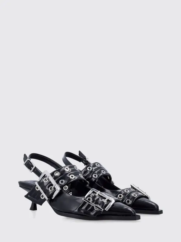 GANNI Leather Blend Slingback Pumps