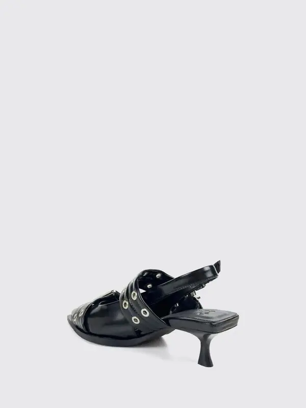 GANNI Leather Blend Slingback Pumps - Black