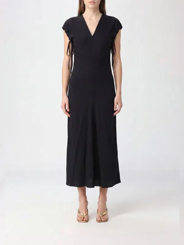 TELA Corinna V-neck Linen-blend Midi Sheath Dress
