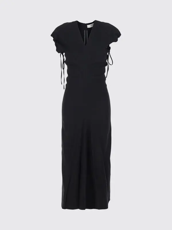 TELA Corinna V-neck Linen-blend Midi Sheath Dress