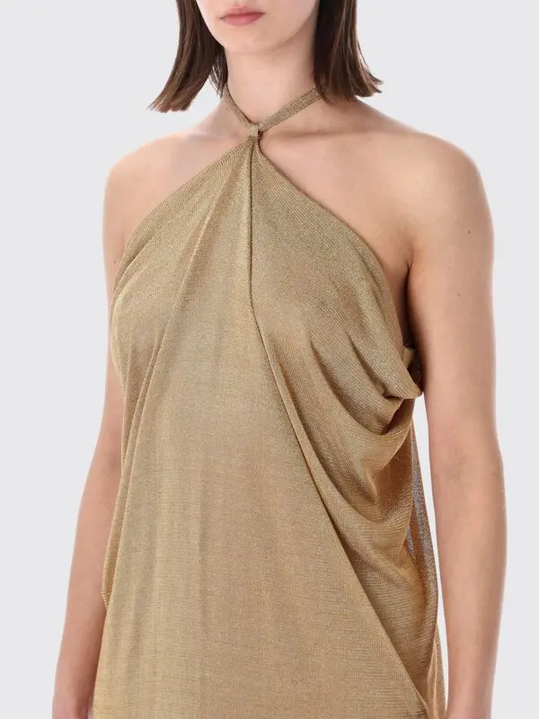 Alberta Ferretti Lurex Halterneck Maxi Dress