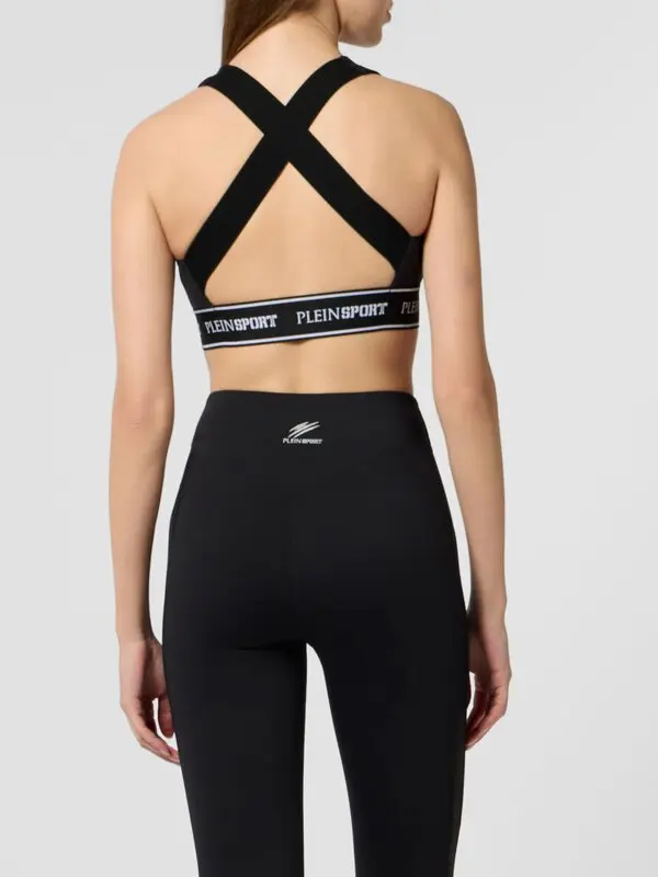PLEIN SPORT Stretch Technical Fabric Cropped Sport Top