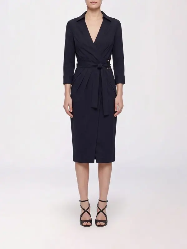 Elisabetta Franchi Stretch Cotton Midi Dress - Black