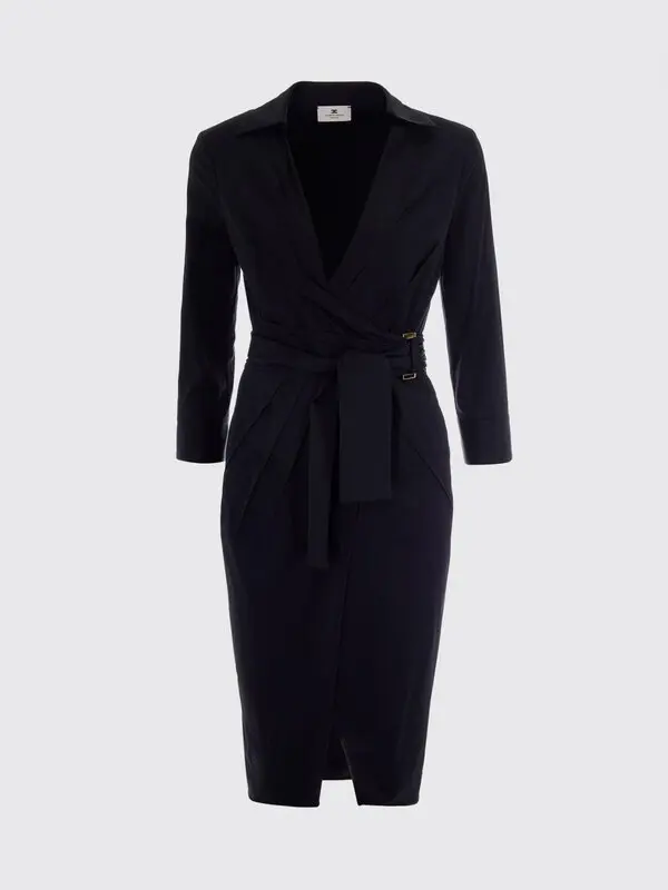 Elisabetta Franchi Stretch Cotton Midi Dress - Black