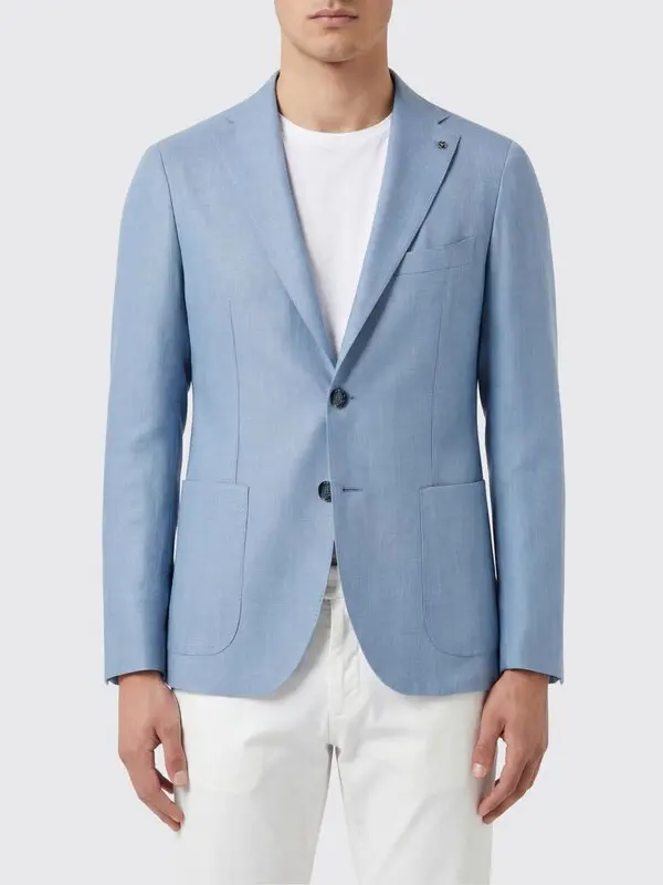 Tagliatore Single Breasted Virgin Wool Blend Blazer - Blue