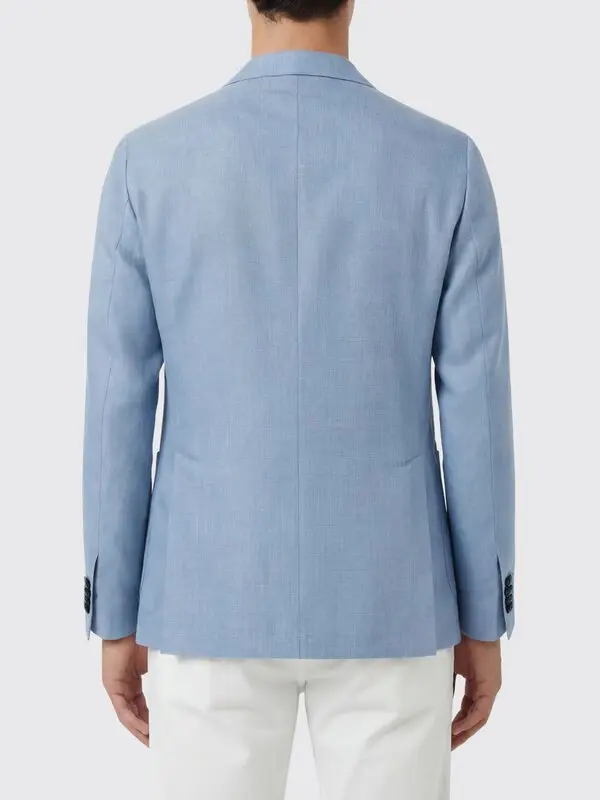 Tagliatore Single Breasted Virgin Wool Blend Blazer - Blue