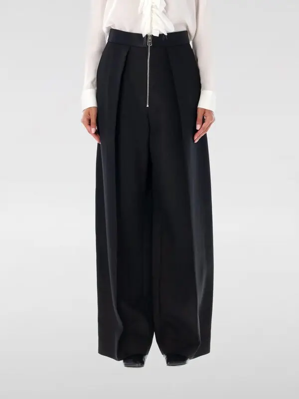 Khaite Wide Leg Trousers With Zip Front