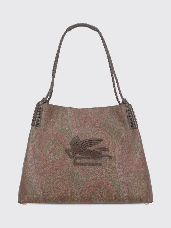 Etro Libra Coated Cotton Bag With Paisley Print - Brown