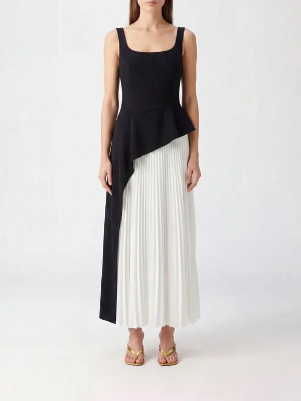 Simkhai Zayla Pleated Cady Midi Evening Dress - Black