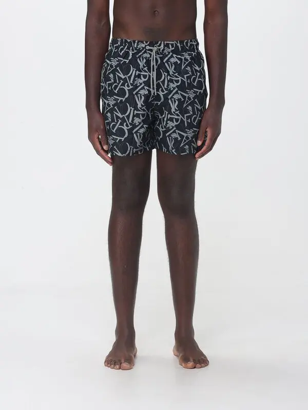 Emporio Armani All-over Logo Print Swim Shorts - Black