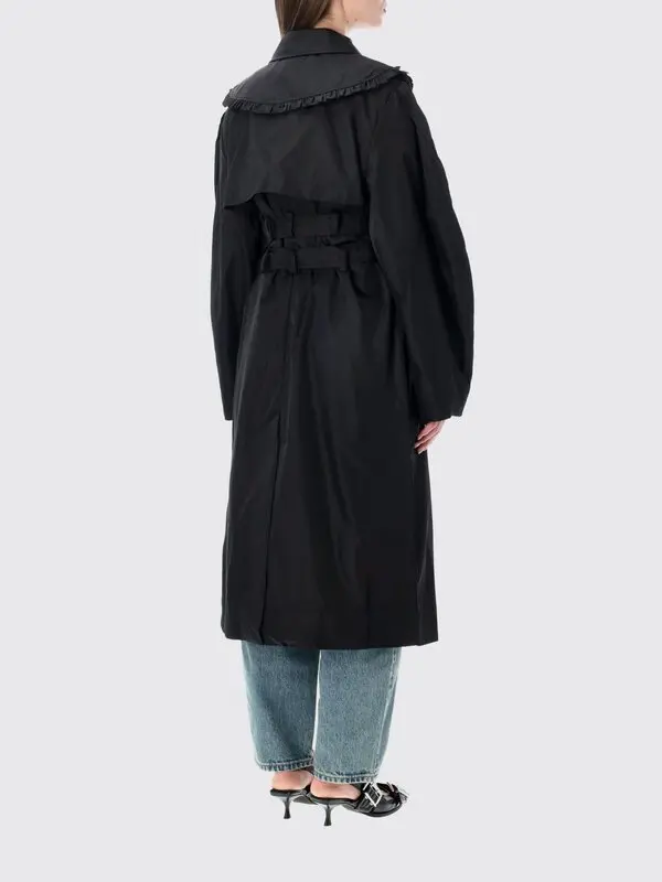 GANNI Double Breasted Trench Coat With Double Belt